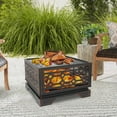 Hykolity 26 Inch Outdoor Fire Pit Square Extra Deep Wood Burning ...