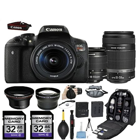 Canon EOS Rebel T6i/T7i DSLR Camera with 18-55mm IS STM & 55-250mm IS STM Lenses Deluxe Bundle ...