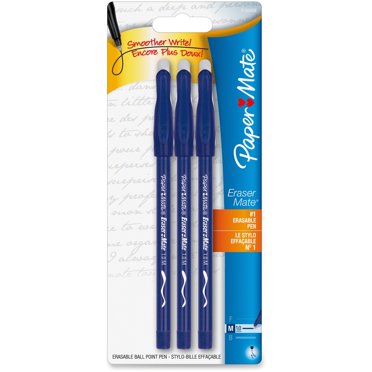 Paper Mate EraserMate, Blue, Medium Point, Erasable Ink, Bold Set, 12 ...