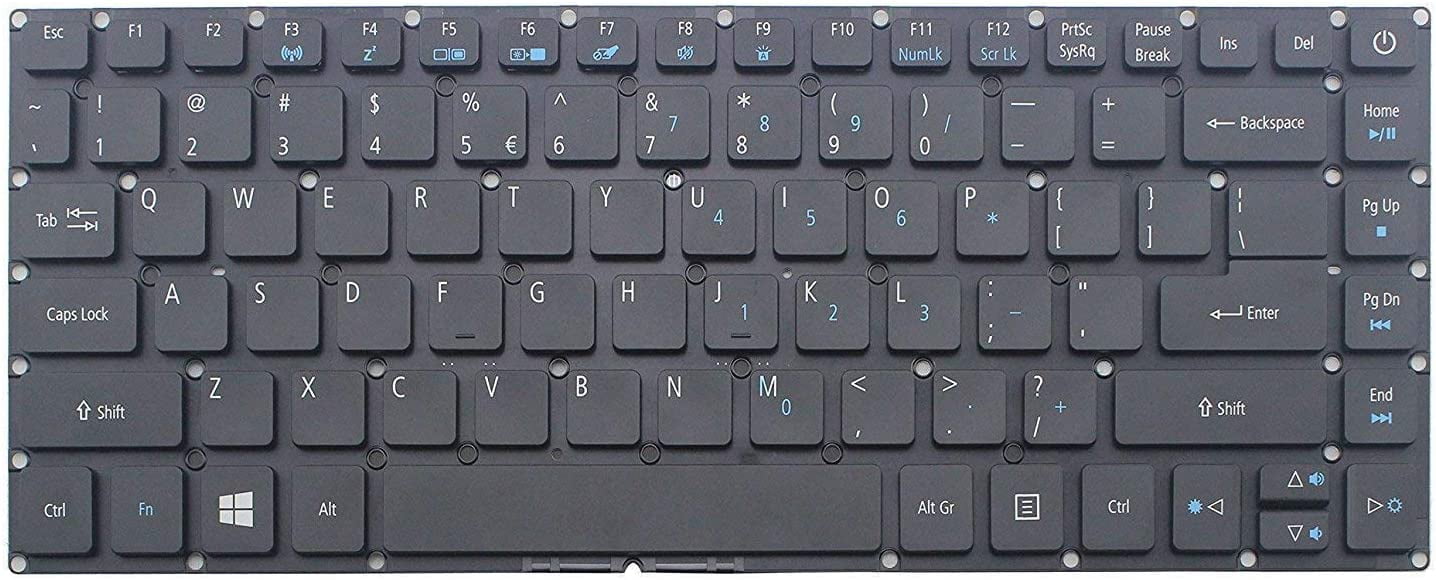 New US Black English Laptop Keyboard (Without palmrest) for Acer ...