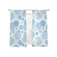Abstract Gradient Blue White Color Block Sheer Curtains 2 Panels Set ...
