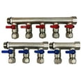 3/4" 5 -Loop/Port Ball Valve Brass Pex Manifold for 1/2" Pex Tubing w ...