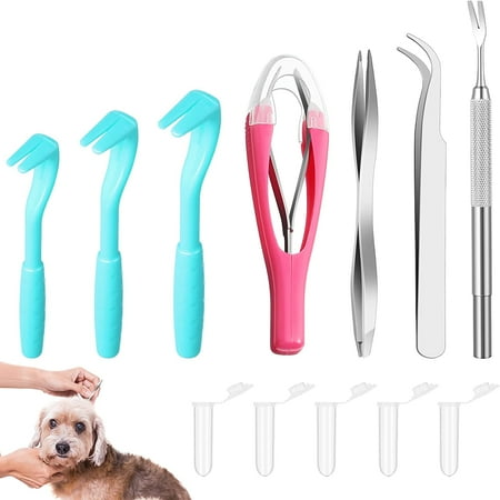 SUZH 17 Pieces Tick Removal Kit Including 7 Tick Remover Hook Tweezers ...