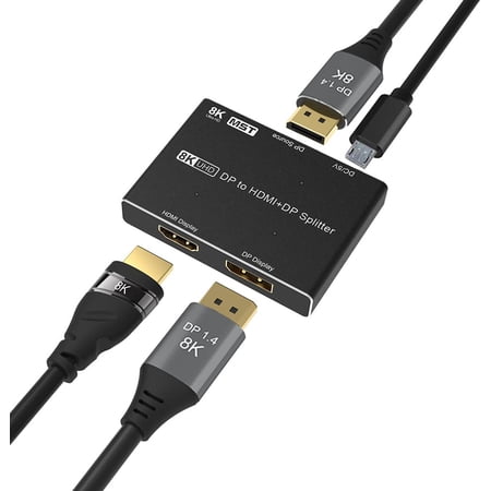 DisplayPort HDMI Splitter 8K MST SST 1 In 2 Out Directional DP 1.4 8K ...