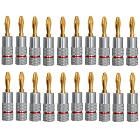 Symkmb 20Pcs Banana Connector 24K Gold-Plated 4.5MM Banana Plug with ...