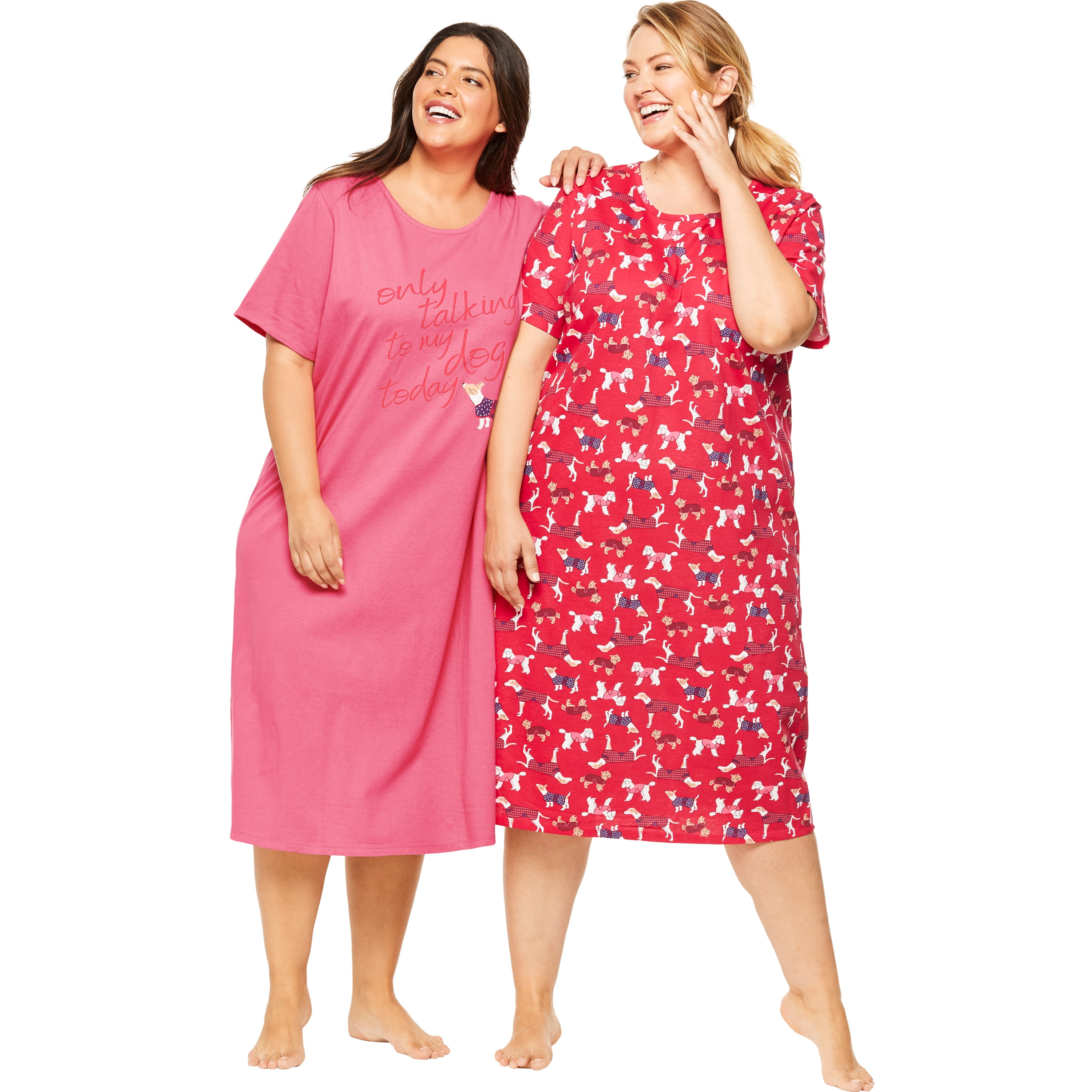 Dreams & Co. Plus Size 2-Pack Long Sleepshirts - Walmart.com