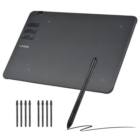 VINSA T605 Graphics Drawing Tablet Ultra-thin Art Creation Sketch with Battery-free Stylus 8 Pen ...