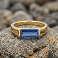 Baguette Cut Blue Sapphire Solitaire Ring In 925 Sterling Silver Blue ...