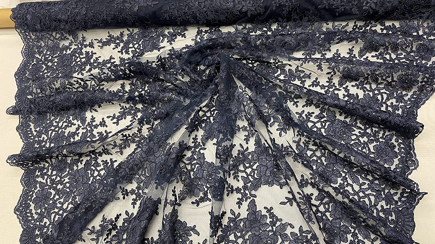 Valentina Textile Inc Embroidery Cord lace Fabric with embroderies on ...