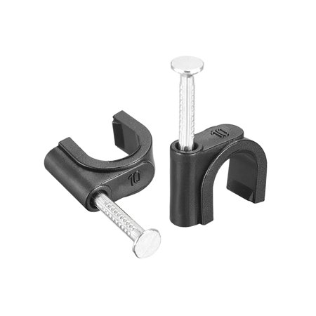 Strengthened Circle Cable Clips with Single Steel Nail 10mm Black 200 ...