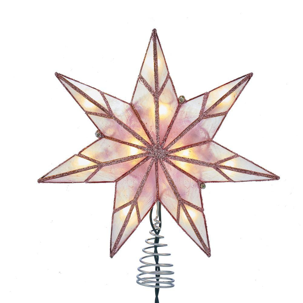 Glittered Edge 7-Point Capiz Star Christmas Tree Topper, Pink, 9-Inch ...