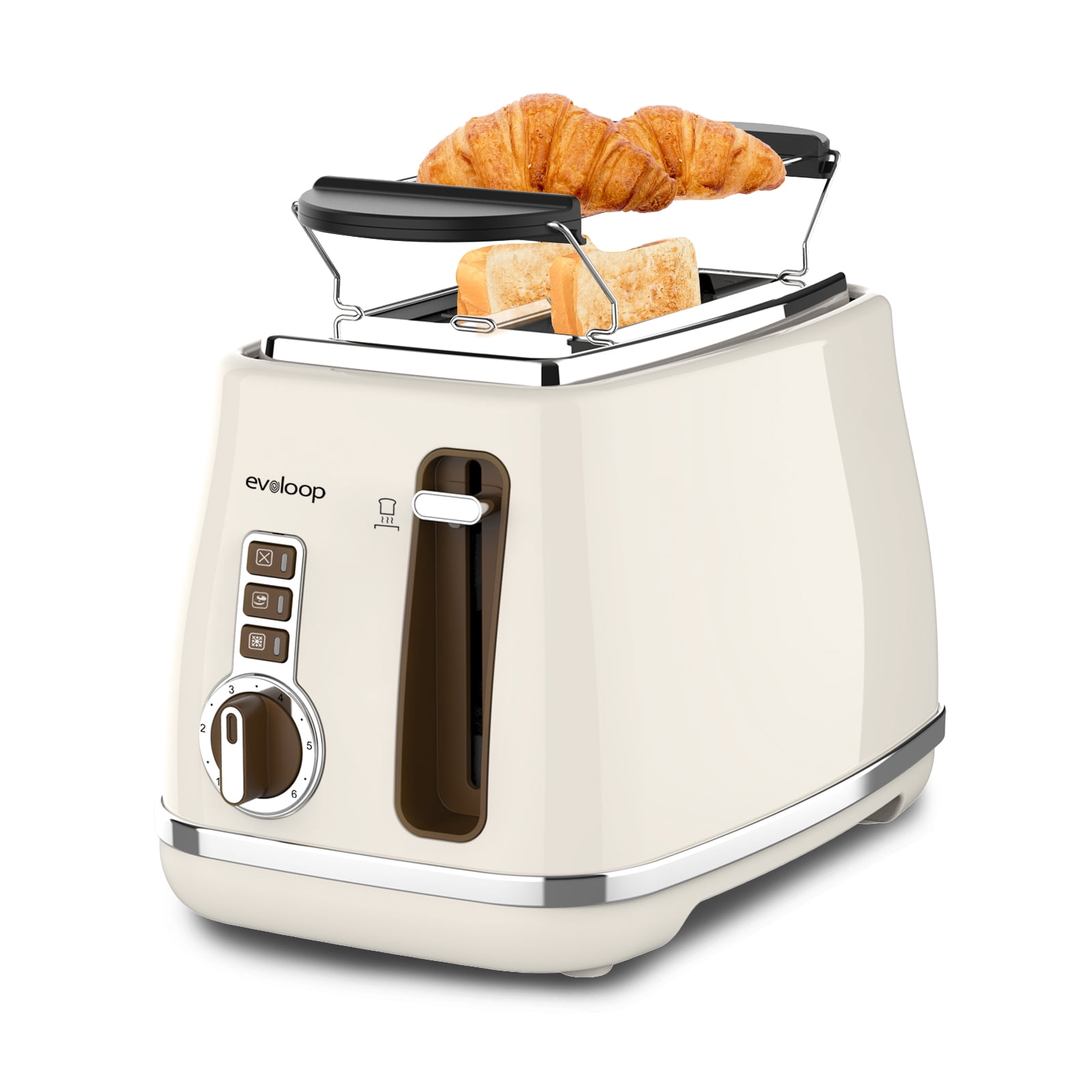 Evoloop Toaster 2 Slice, Stainless Steel 6, 1.5" Extra Wide Slots ...
