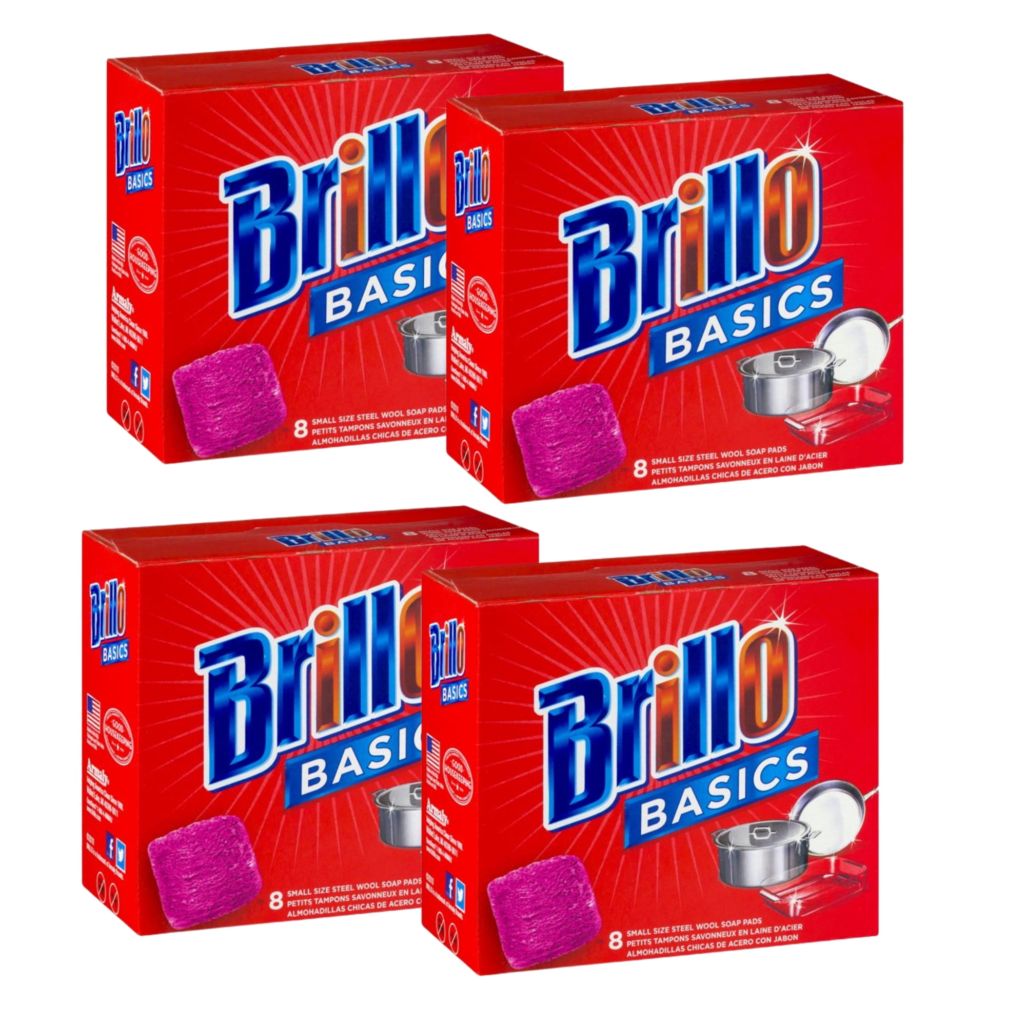Brillo Steel Wool Soap Pads Smaller Size Original Reusable Non-Scratch Scrubber for Household ...