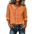 2026 Womens Summer Tops Long Sleeve Solid Color Peter Pan Collar Shirt ...
