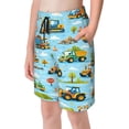 Cartoon Construction Vehicles Beach Pants Lightweight Teen Shorts with ...