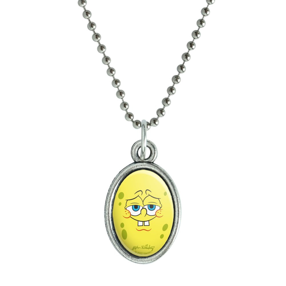 SpongeBob Confident Face Antiqued Oval Charm Pendant with Chain ...