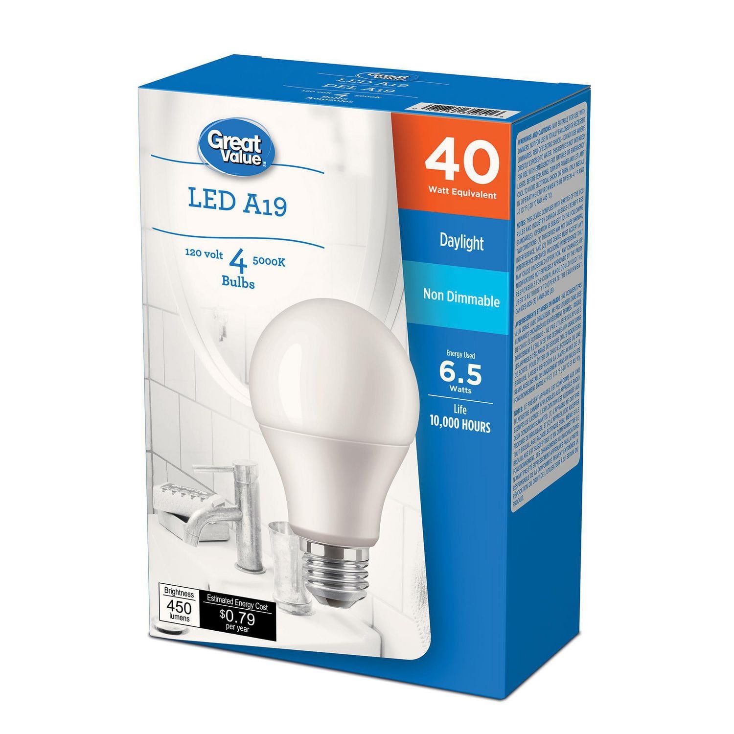 Click here for Great Value 40w A19 Daylight Led Bulbs 4-Pack prices