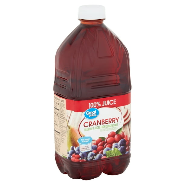 Great Value 100% Juice Cranberry Blend, 64 fl oz - Walmart.com ...
