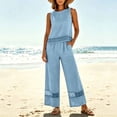 Women's Summer 2 Piece Outfits Lounge Sets Solid Color Sleeveless Crop ...