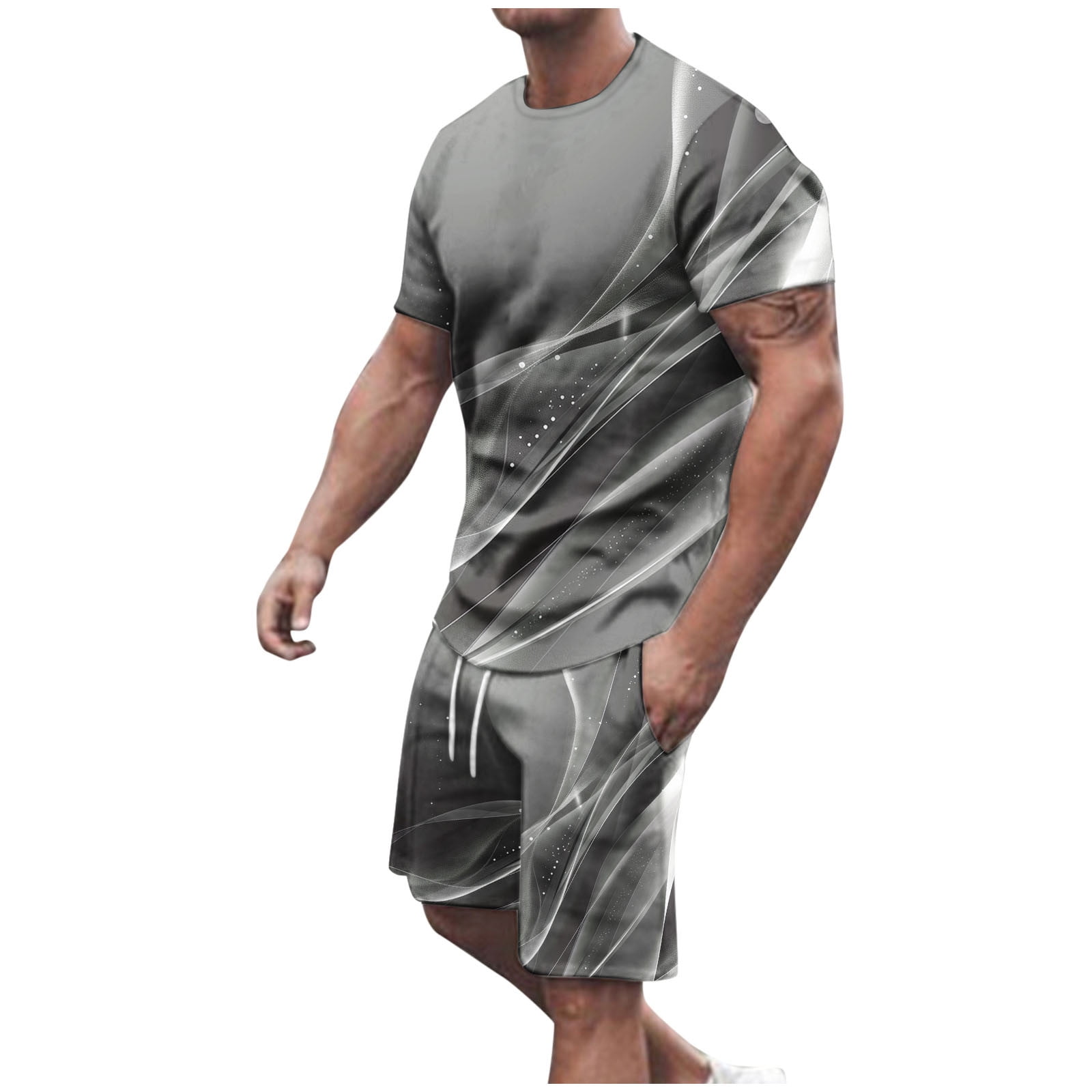JURANMO Men's 2 Piece Set, 2024 Fashion Summer Print Shorts Sets ...