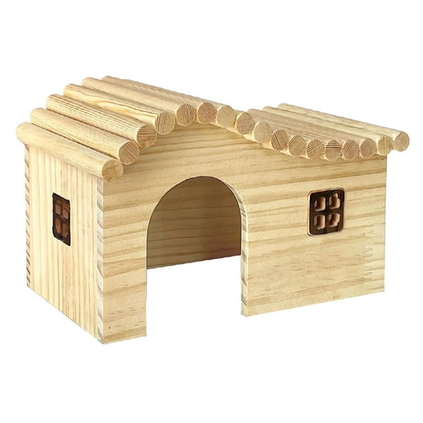 Natural Hamster Wooden House Arched Durable Chew Toy Nesting Habitat ...