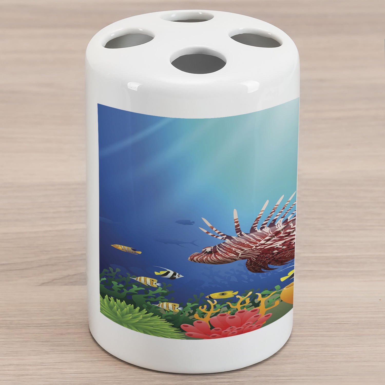 Marine Ceramic Toothbrush Holder, Lionfish and Coral Reefs in the Sea ...
