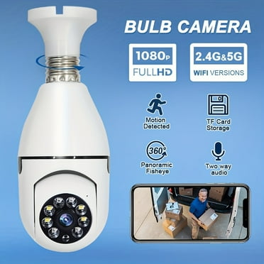 Light Bulb Camera WiFi Outdoor Indoor 1080p 360 Degree Panoramic Smart ...