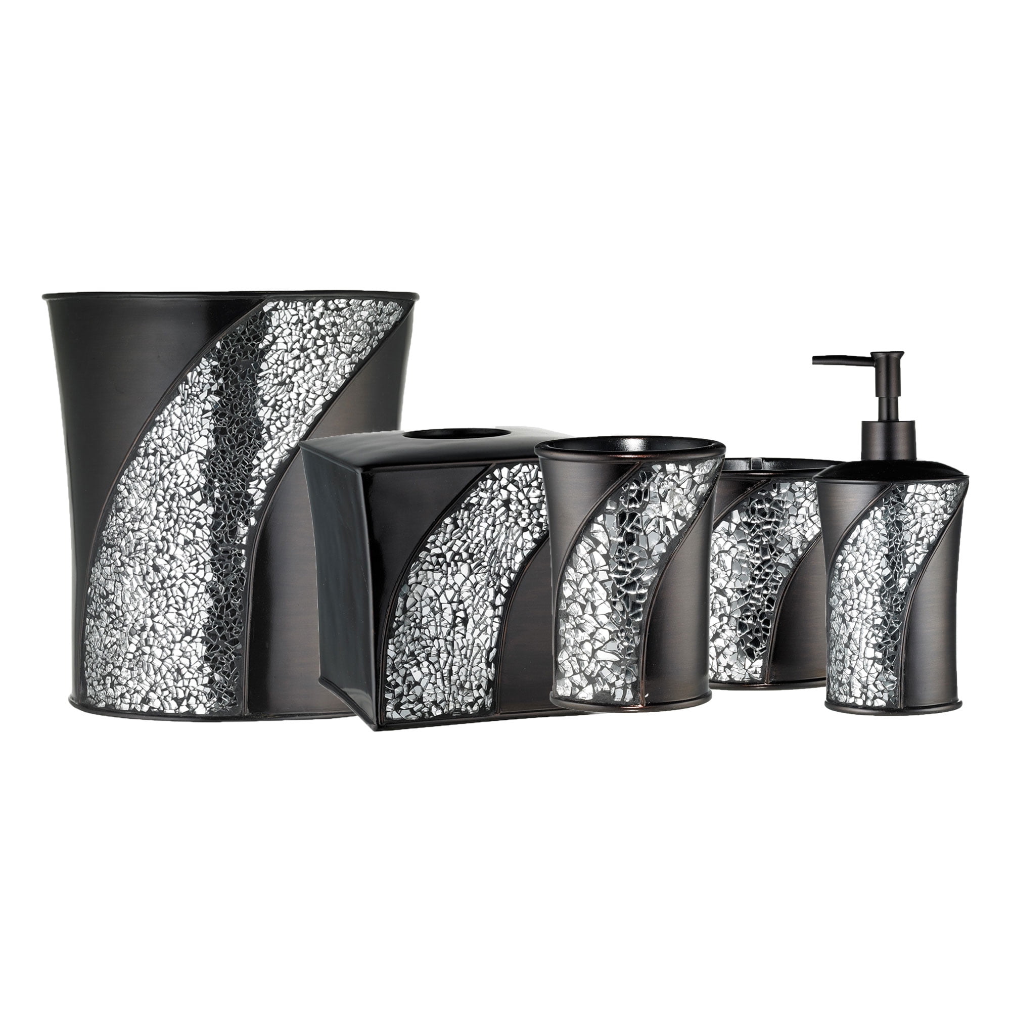 Bath Accessory 5-Piece Set Soap Pump, Toothbrush, Tumbler, Waste Box ...