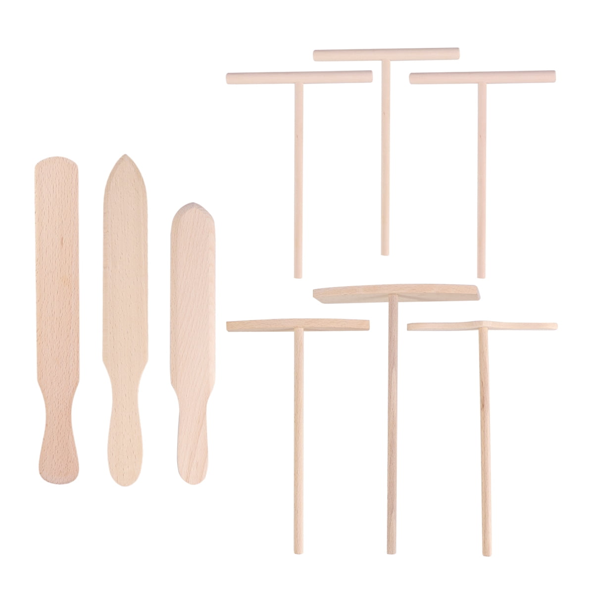 OUNONA 9pcs/Set Pancake Cooking Utensils Wooden Crepe Spreader and ...