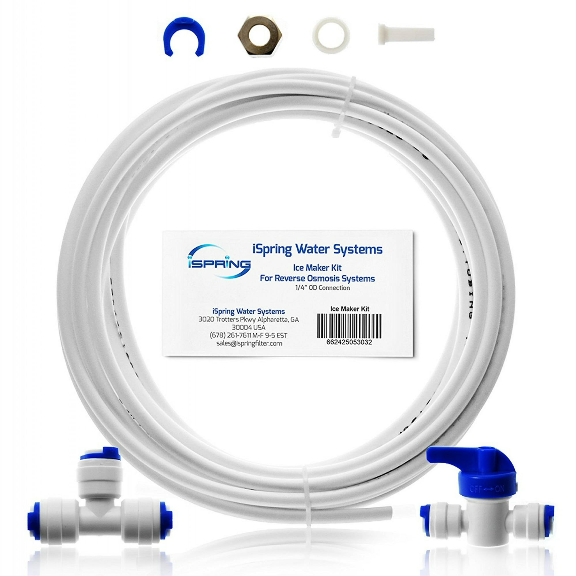 Ispring Fridge Connection And Ice Maker Kit For Reverse Osmosis Water Systems  20ft 1/4-Inch Tubing Icek 20