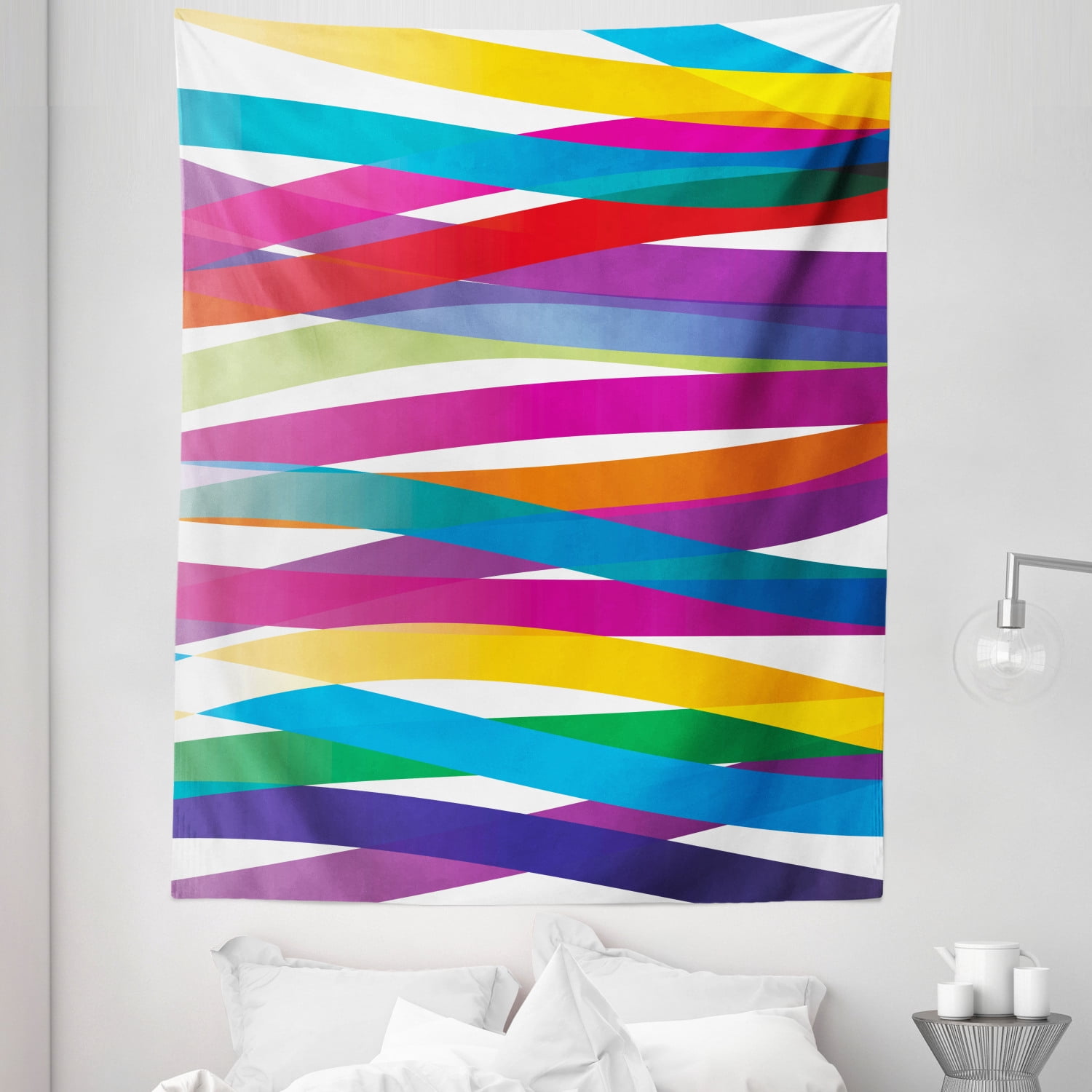Colorful Tapestry, Multicolor Ribbon Style Abstract Design Vivid ...