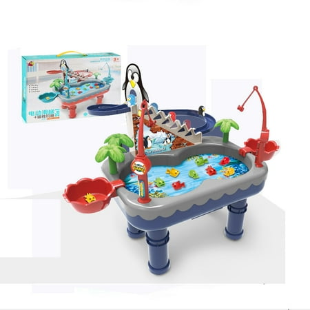 Penguin Slide Toy 2 in 1 Magnetic Fishing Electric Climbing Stairs Tool ...