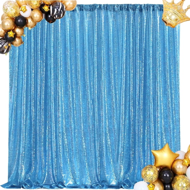 Aqua Blue Glitter Backdrop Curtain 8ftx8ft Christmas Sequin Background ...