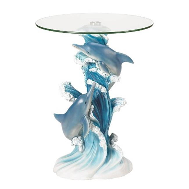 Zingz & Thingz 57070214 Playful Dolphins Accent Table with Glass Top ...