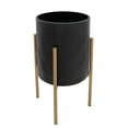 Sagebrook Home Set Of 2 Aztec Planter On Metal Stand, Black/Gold, Round ...