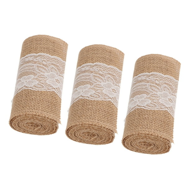 Jute Lace Ribbon,3 Rolls Jute Lace Jute Burlap Ribbon Jute Burlap ...