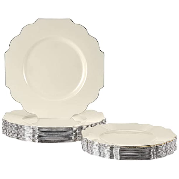 Elegant Plastic Plates for Party with Scalloped Rim (10 PC), Disposable ...
