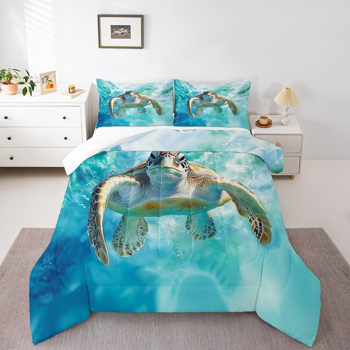 Click here for Erosebridal Ocean Turtle Bedding Twin Comforter Se... prices