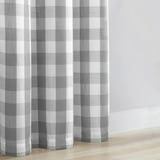 Flowpartex Grey & White Plaid Semi Sheer Curtains, Grommet Top, 40"Wx95 ...