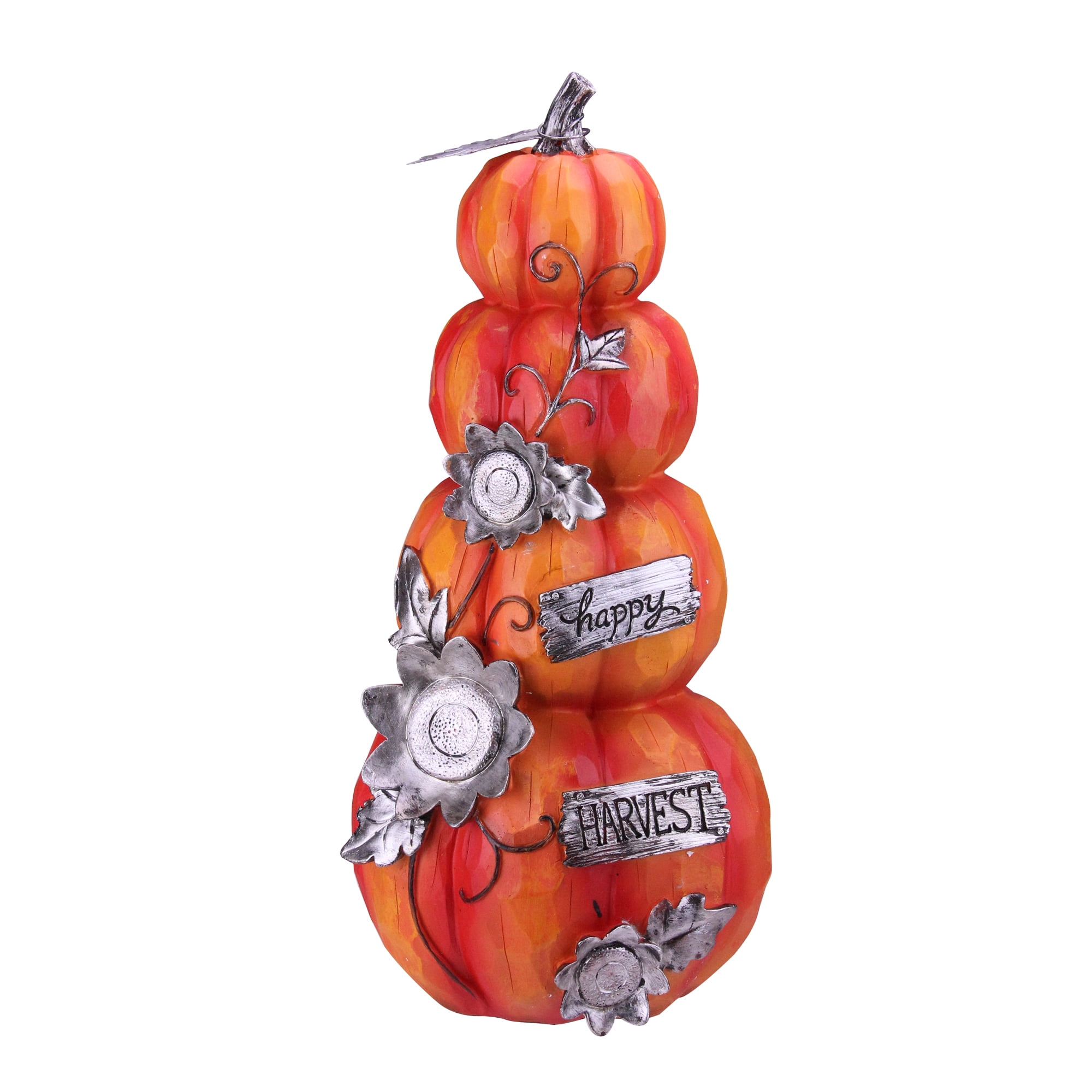 18.25" Stacked Pumpkins 'Happy Harvest' Fall Outdoor Decoration ...