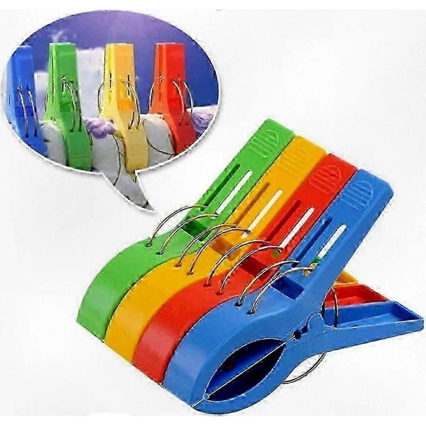 Heavy Duty Jumbo Clips for Laundry and Beach Towels Drying - 8 Extra ...