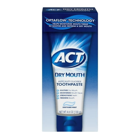 ACT Dry Mouth Anticavity Soothing Mint Fluoride Toothpaste, 4.6oz ...