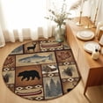 Wildlife Animals Washable Round Area Rug 3 ft, Brown Deer Fish Pinecone ...