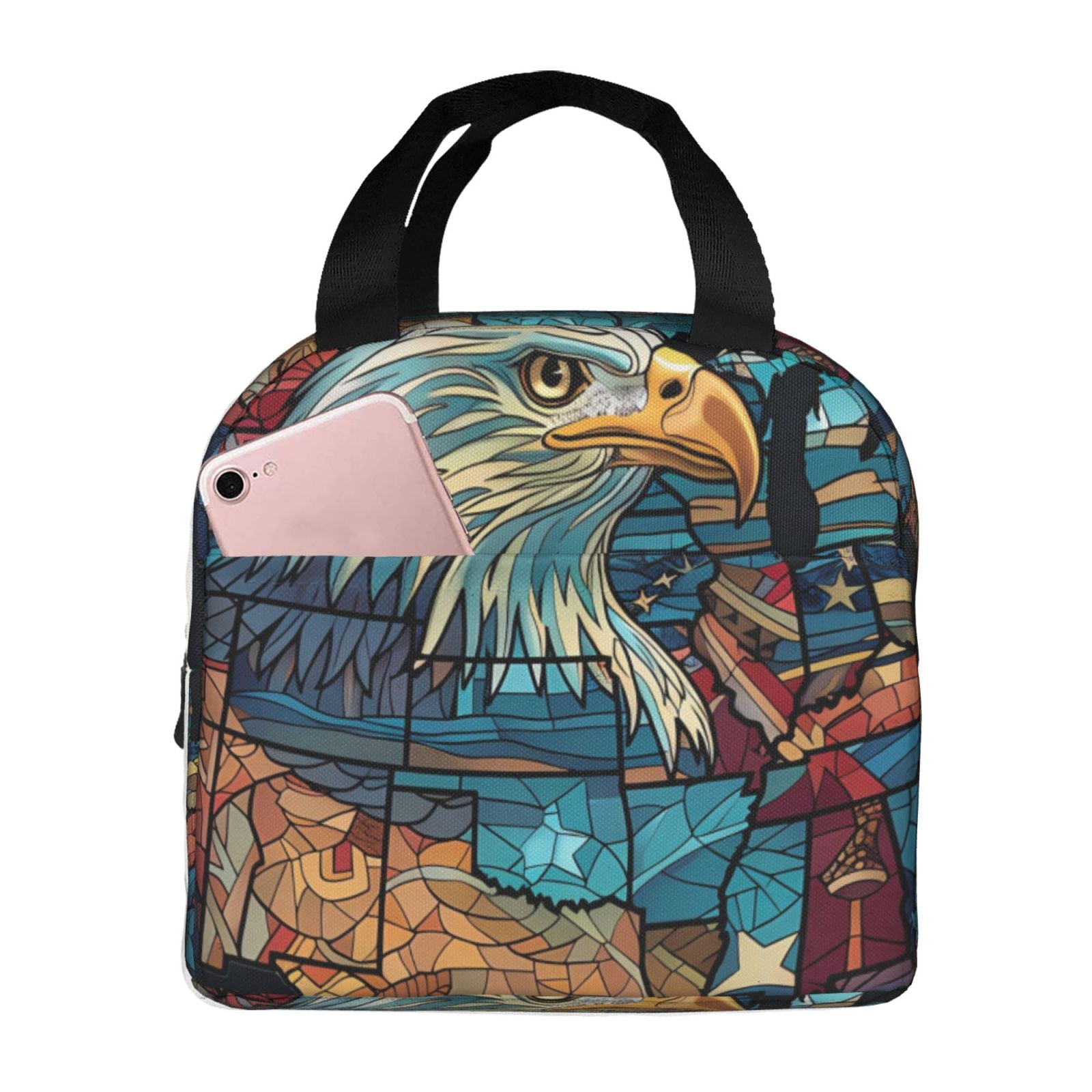 Easygdp Stained Glass Eagle USA Bolsa Térmica Premium - Tela Oxford ...