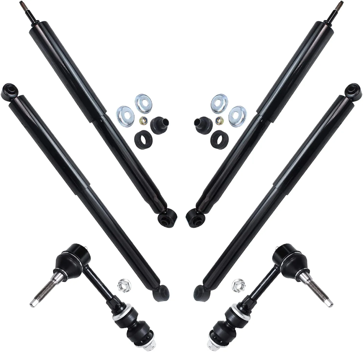 Detroit Axle 6pc Front And Rear Shock Absorbers Front Sway Bar Links