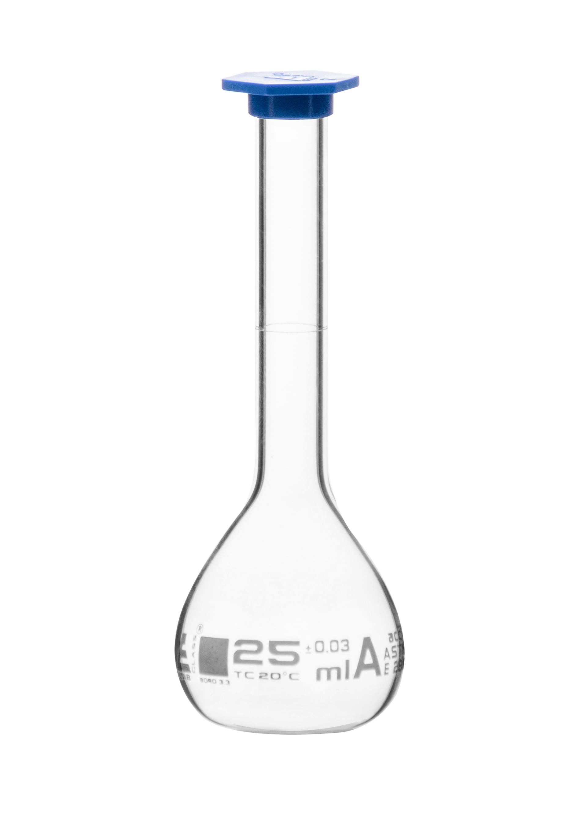 Volumetric Flask, 25ml - Class B, ASTM - Tolerance ±0.06ml - Blue Snap ...