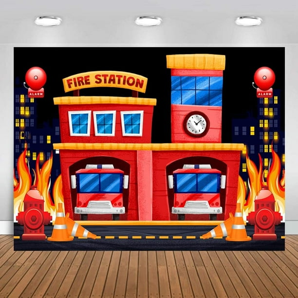 8x6ft Fire Station Backdrop Fire Truck Hydrant Alarm Photography ...