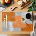 Abstract Graffiti Art Cotton Linen Placemats Set of 8, Orange Grey ...