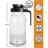 G GOSCHE Glass Pitcher 64 oz Mason Jar with Lid Spout for Cold Brew ...
