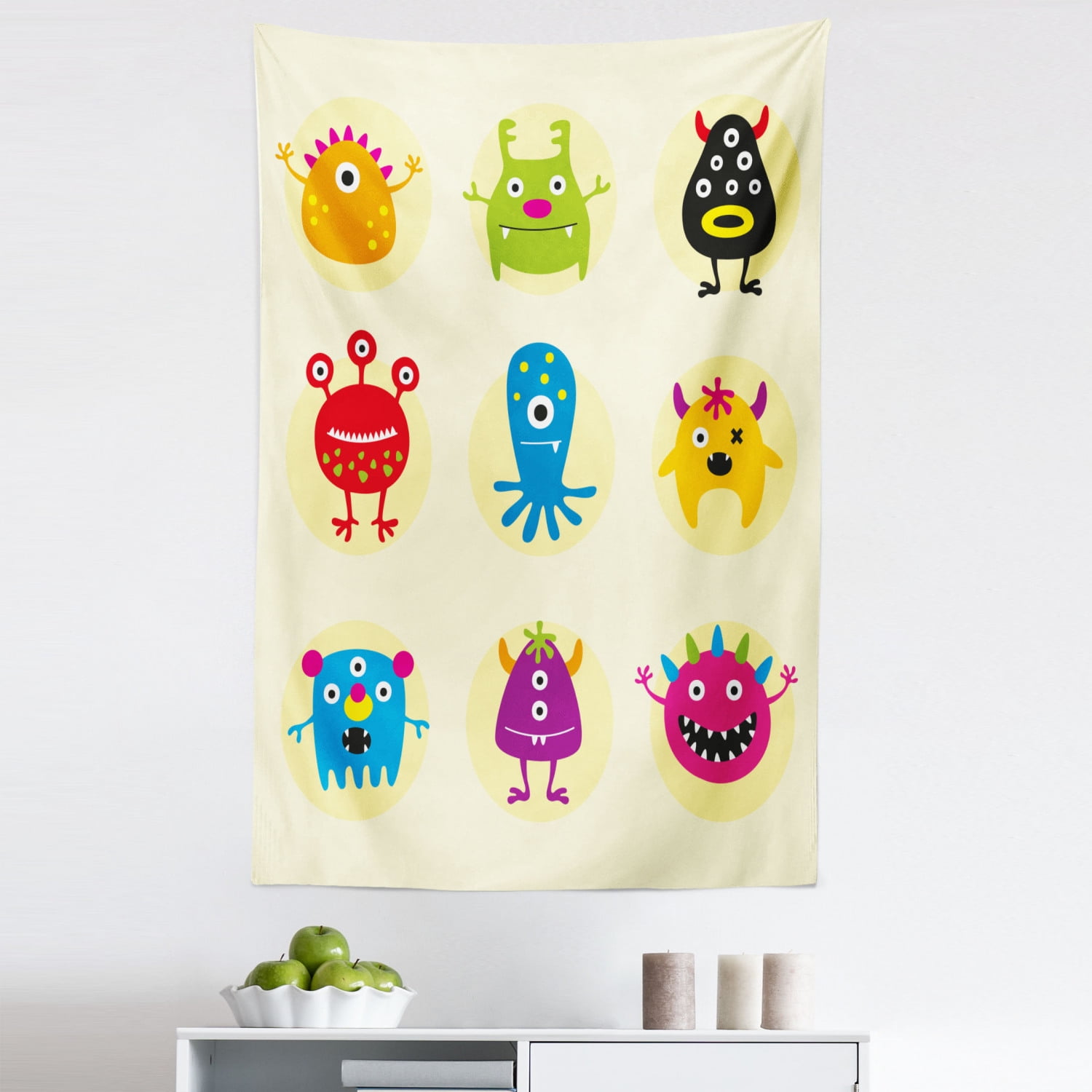 Alien Tapestry, Colorful Monsters Extraterrestrial Beings Illustration ...